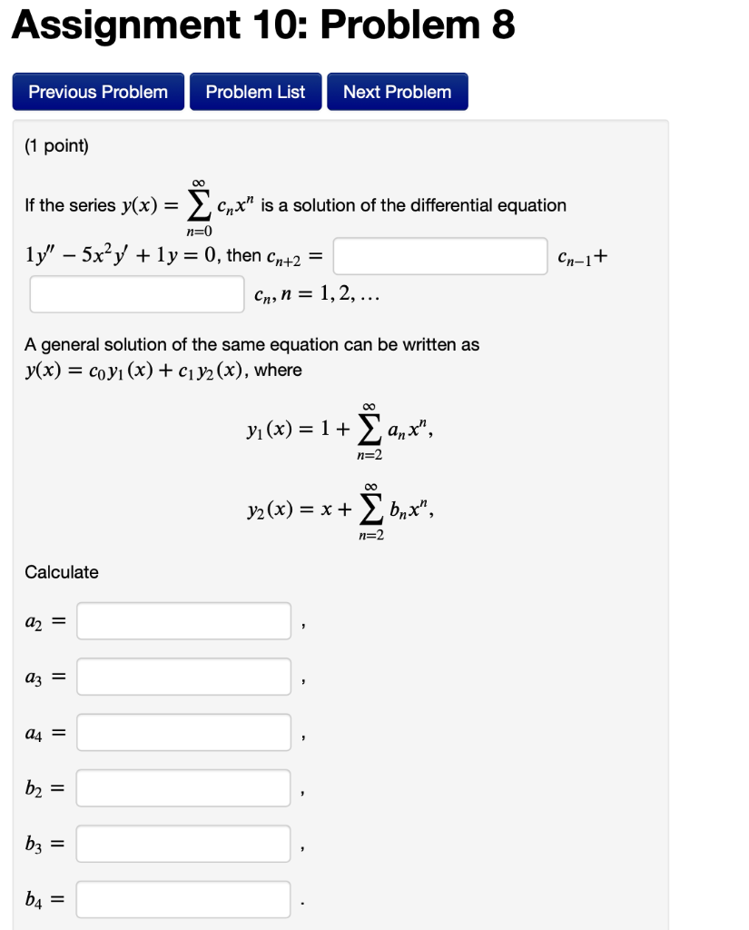 Solved Assignment 10 Problem 8 Previous Problem Problem 3887