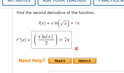 Solved Find the second derivative of the function. | Chegg.com