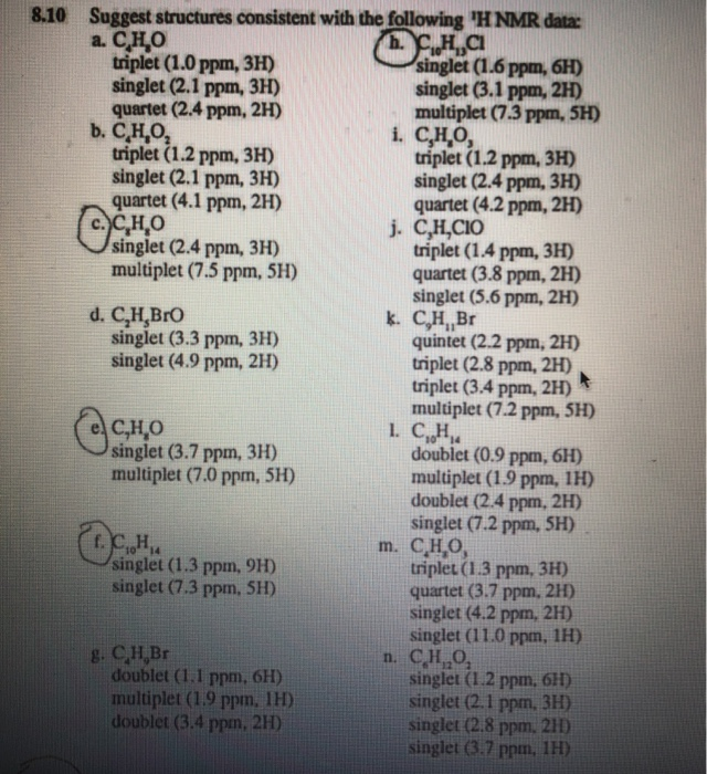 Solved 8.10 Suggest structures consistent with the following | Chegg.com