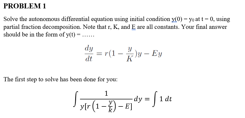 Solved Solve The Autonomous Differential Equation Using