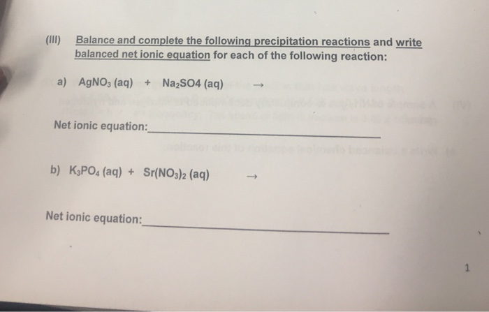 Solved Balance and complete the following precipitation | Chegg.com