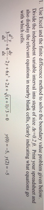 Solved . Use Excel and the finite difference method to solve | Chegg.com
