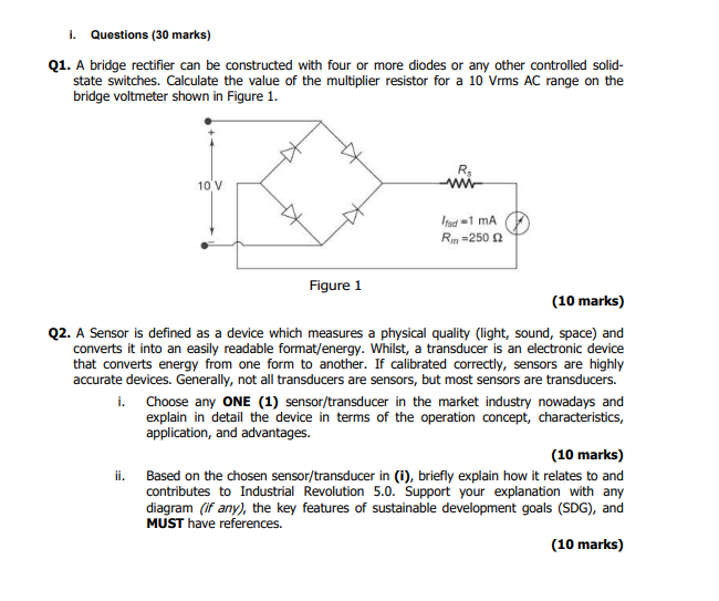 Solved Q1. A bridge rectifier can be constructed with four | Chegg.com