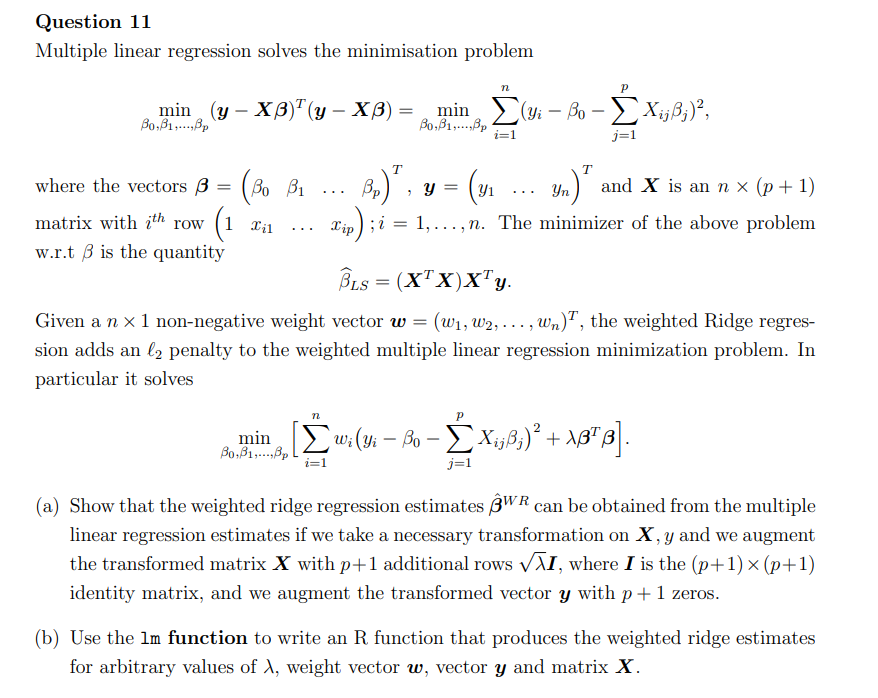 Solved Question 11 ﻿Multiple linear regression solves the | Chegg.com
