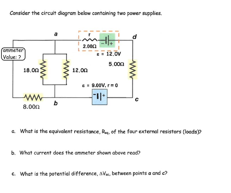 Solved Consider the circuit diagram below containing two | Chegg.com