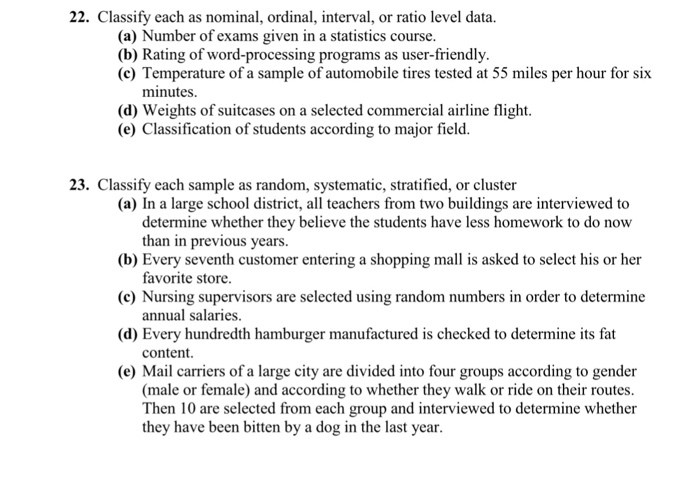 Solved Classify each as nominal, ordinal, interval, or ratio | Chegg.com