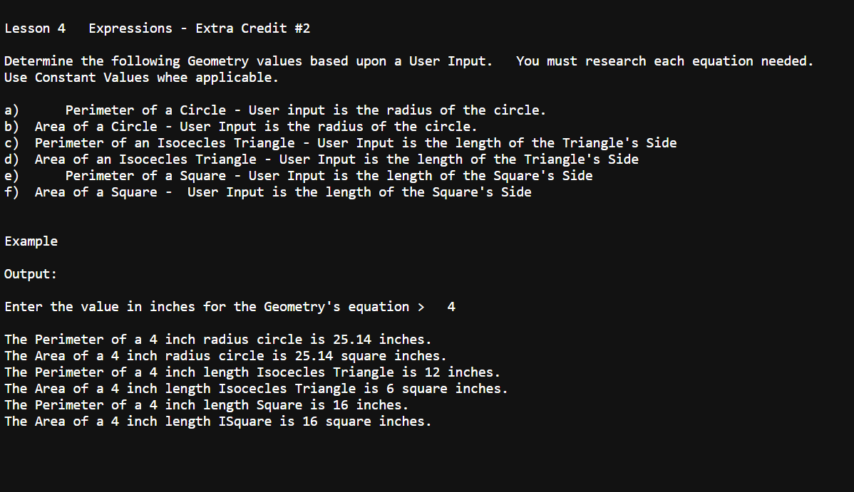 Solved Lesson 4 Expressions - Extra Credit \#2 Determine the | Chegg.com