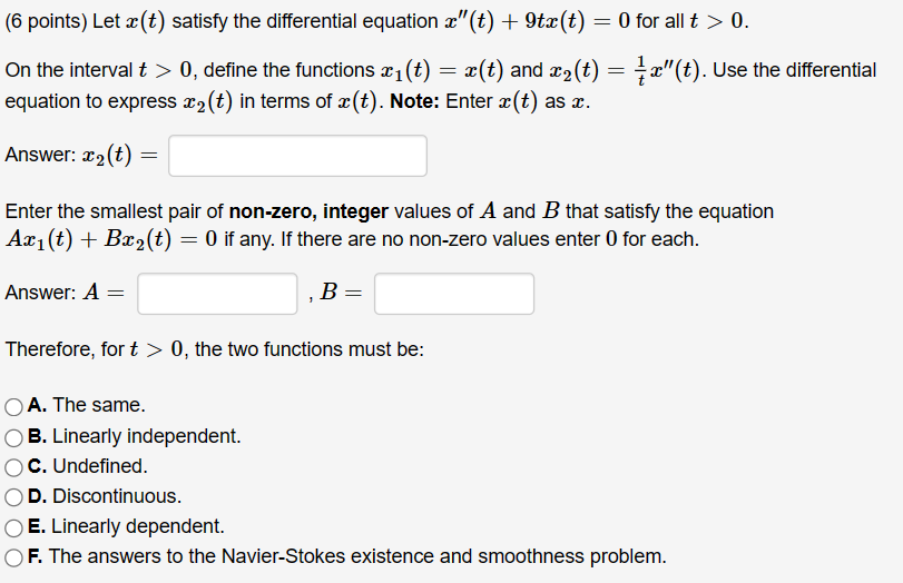 Solved Let x(t) satisfy the differential equation | Chegg.com Solved Let x(t) satisfy the differential equation | Chegg.com