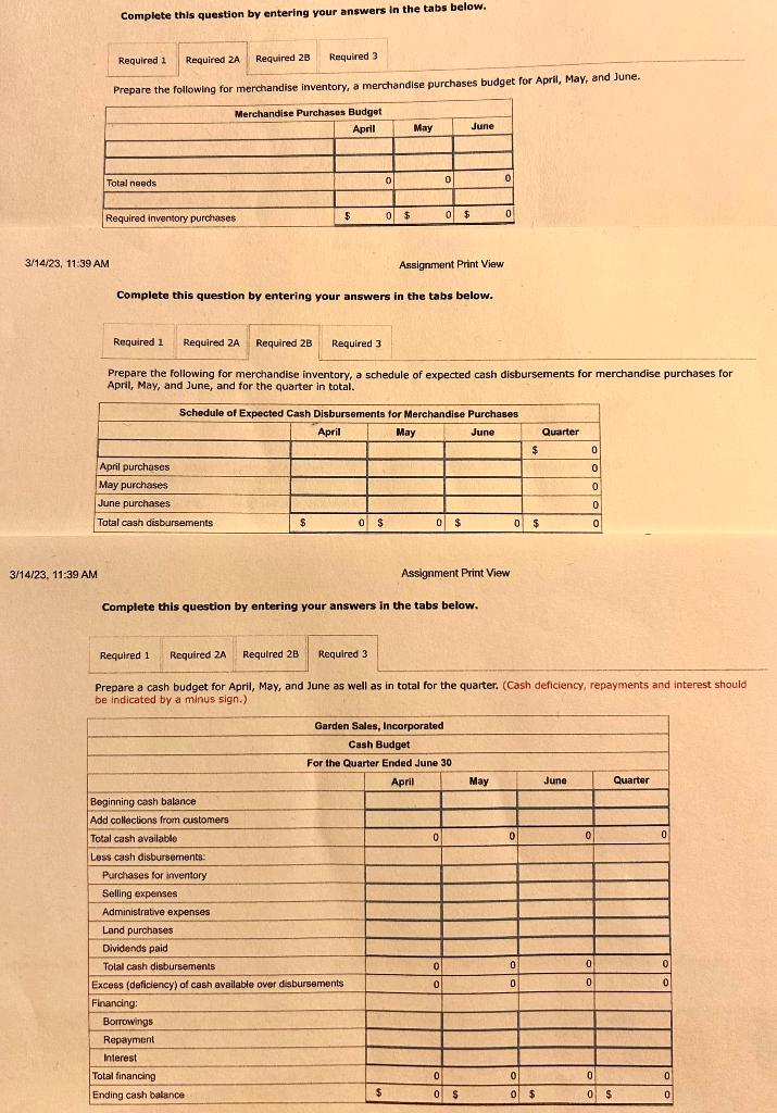 Solved Problem 8-24 (Algo) Cash Budget with Supporting | Chegg.com