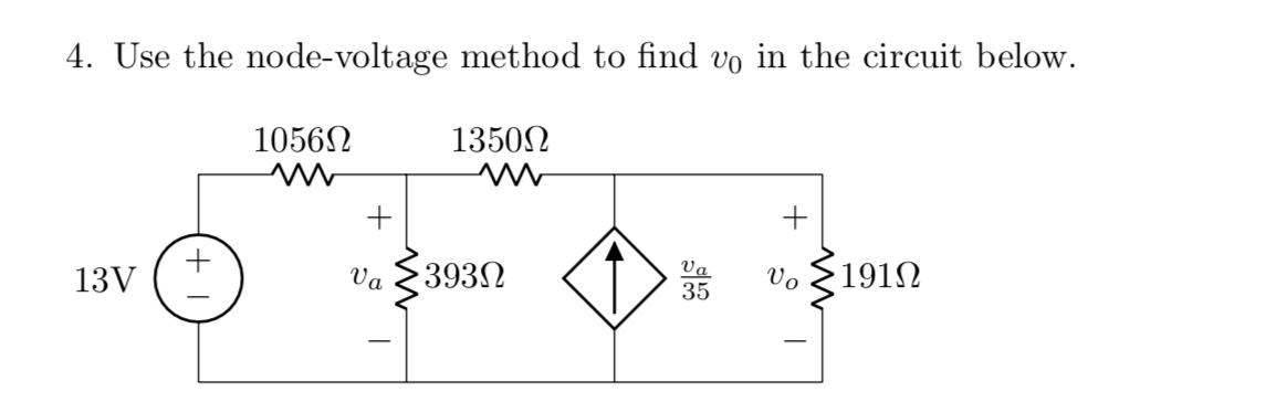 Solved 4. Use the node-voltage method to find vo in the | Chegg.com