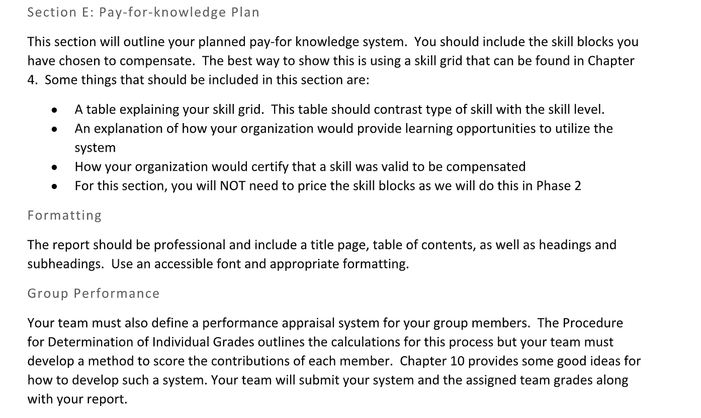 Section E: Pay-for-knowledge Plan This section will | Chegg.com