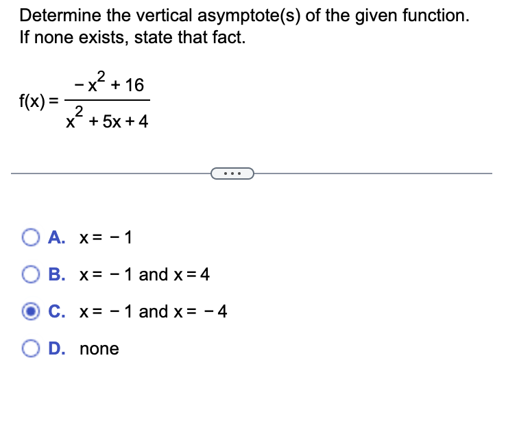 Solved Determine the vertical asymptote(s) of the given | Chegg.com