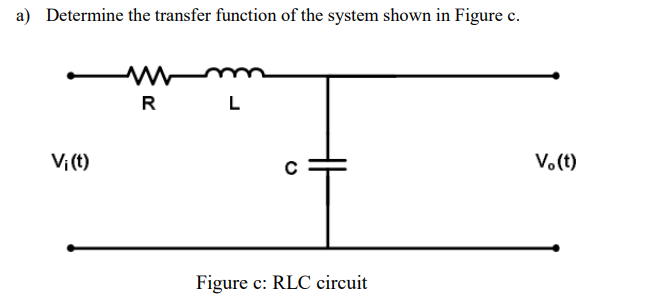 Solved a) Determine the transfer function of the system | Chegg.com