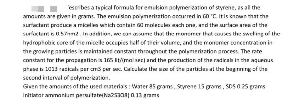 Solved escribes a typical formula for emulsion | Chegg.com