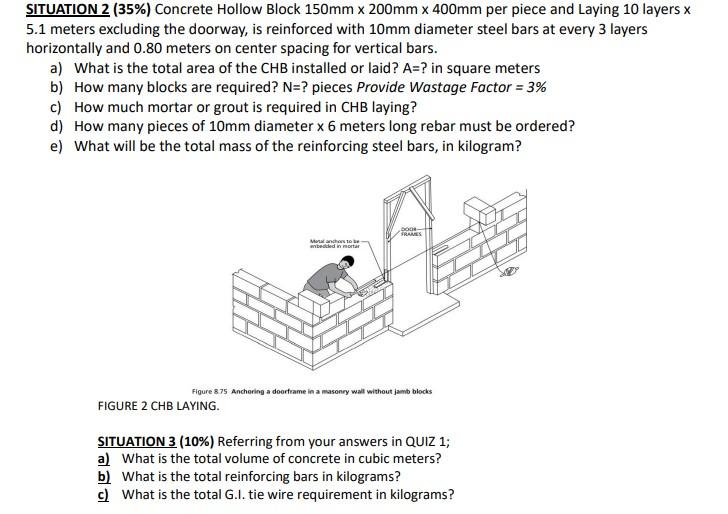 Solved SITUATION 2 (35%) Concrete Hollow Block 150mm x 200mm | Chegg.com