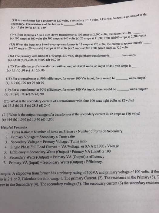 Solved Electric Transformer (Homework) Due Tuesday October | Chegg.com