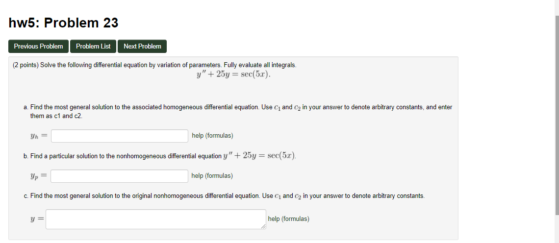 Solved hw5: Problem 23 Previous Problem Problem List Next | Chegg.com
