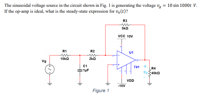 Solved The sinusoidal voltage source in the circuit shown in | Chegg.com