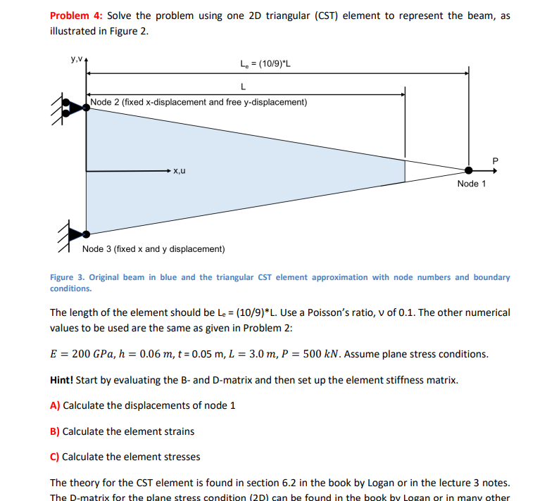 Problem 4: Solve the problem using one 2D triangular | Chegg.com