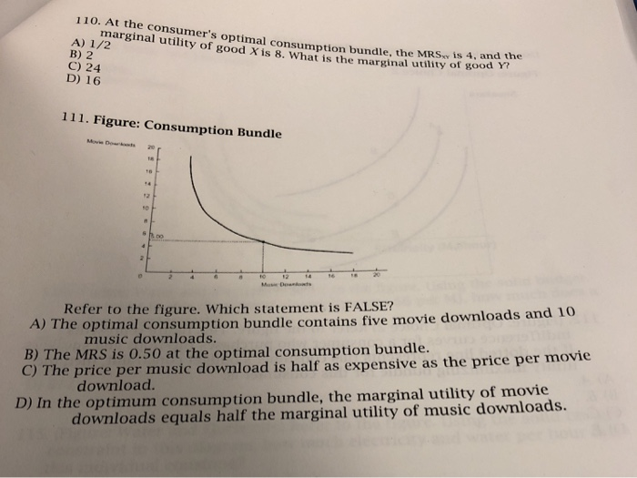 Solved 109. The consumption bundle that maximizes utility | Chegg.com