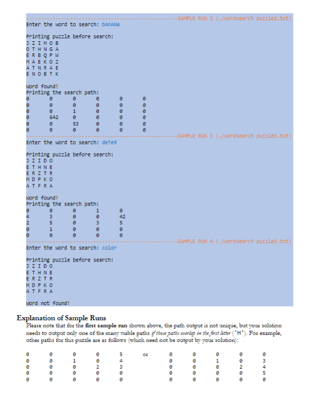Solved Description of wordsearch.c The main program | Chegg.com