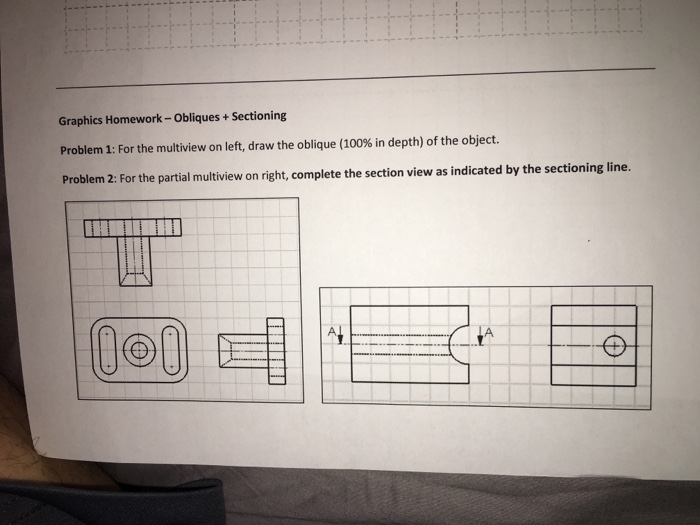 Solved For the Multiview on left, draw the oblique (100% | Chegg.com