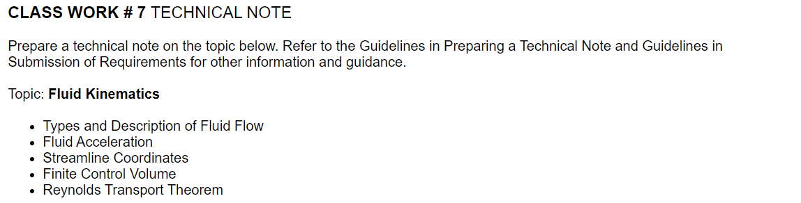 Solved CLASS WORK # 7 TECHNICAL NOTE Prepare a technical | Chegg.com