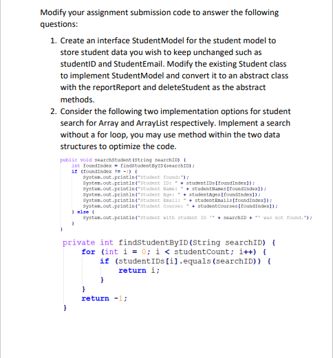 Solved Modify your assignment submission code to answer the | Chegg.com