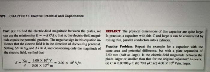 Solved EXAMPLE 18.7 Properties of a parallel-plate capacitor | Chegg.com