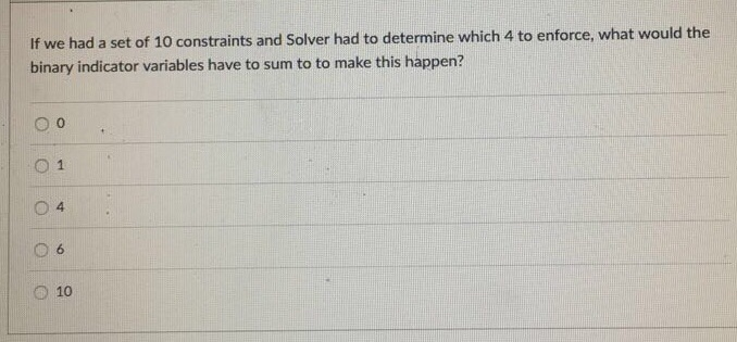 Solved If we had a set of 10 constraints and Solver had to | Chegg.com
