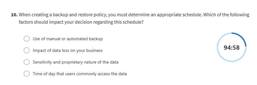 Solved When creating a backup and restore policy, you must | Chegg.com