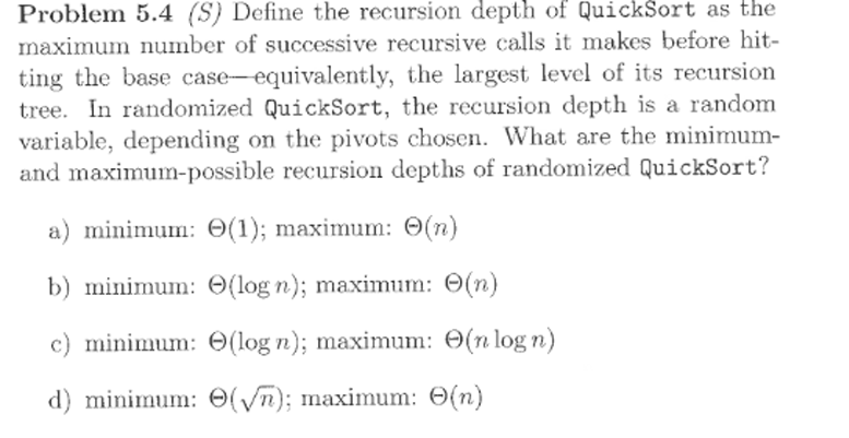 Solved Problem 5.4(S) Define the recursion depth of | Chegg.com