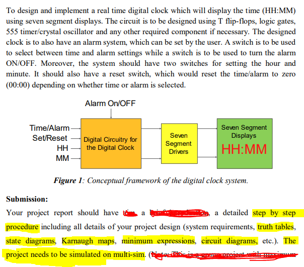 To design and implement a real time digital clock | Chegg.com