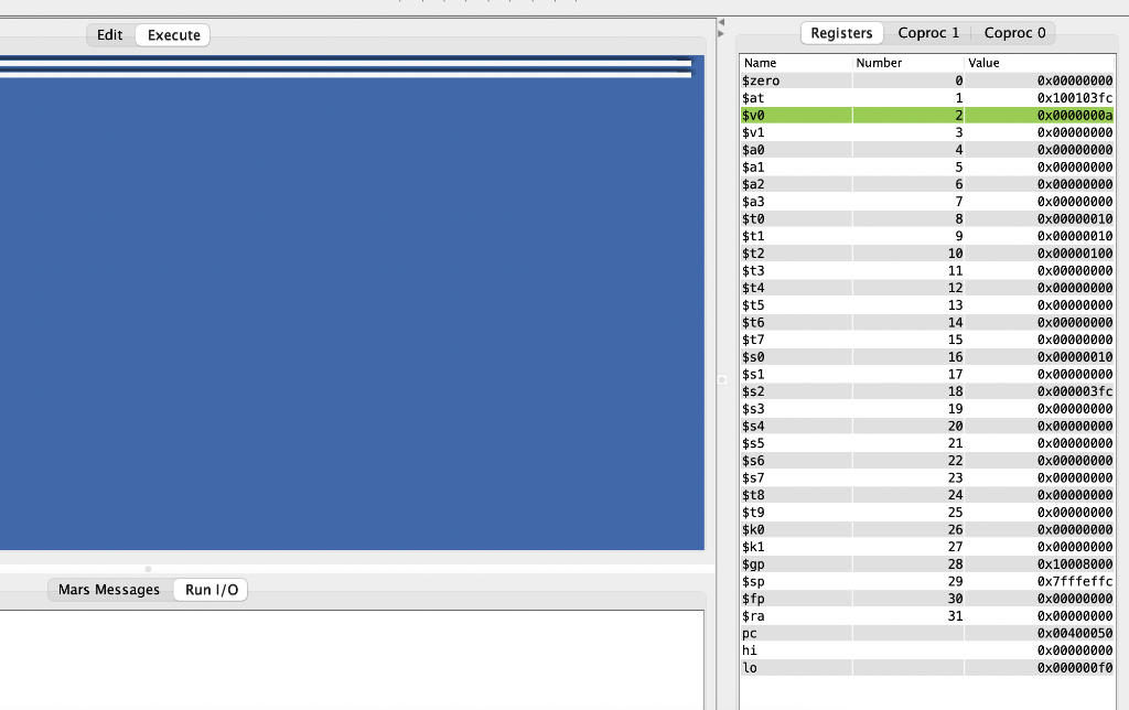 Solved Edit Execute Registers Coproc 1 Coproc 0 Number Name | Chegg.com
