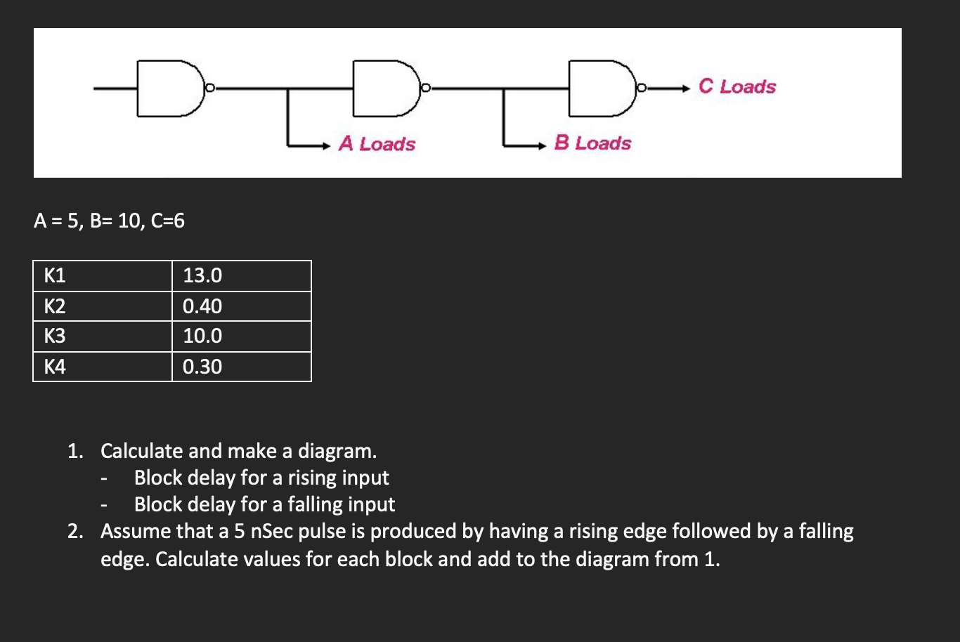 A=5,B=10,C=6 1. Calculate and make a diagram. - Block | Chegg.com