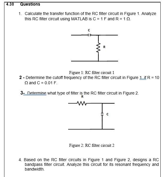 Solved 1 ) Calculate the transfer function of the RC filter | Chegg.com