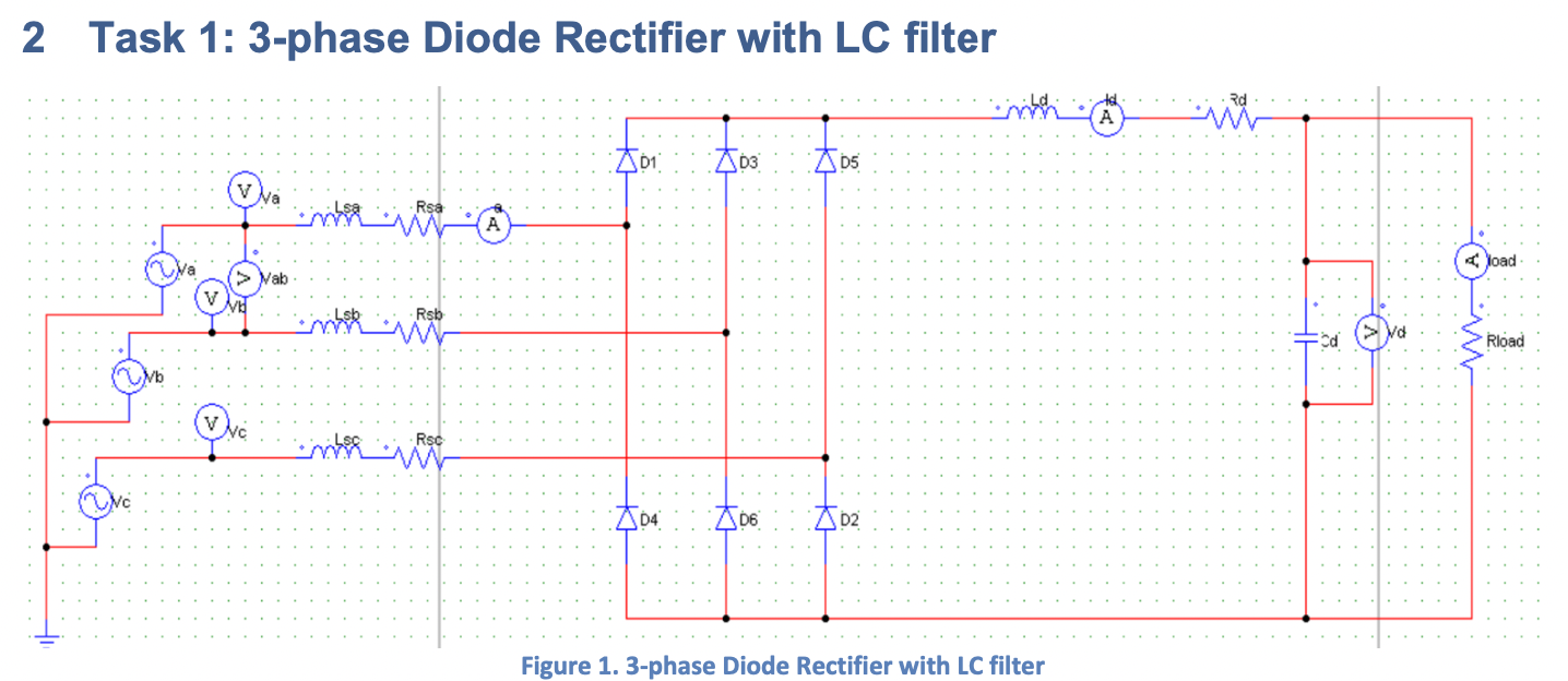 2 Task 1: 3-phase Diode Rectifier with LC filter2.1 | Chegg.com