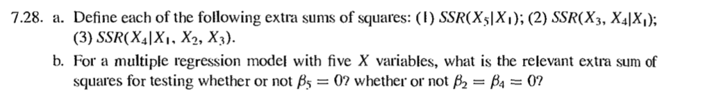 Solved 7.28. a. Define each of the following extra sums of | Chegg.com