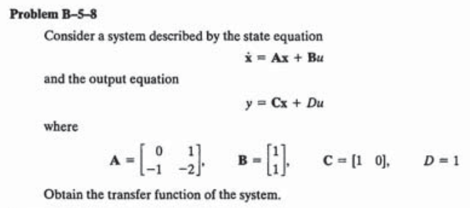 Solved Problem B-5-8 Consider a system described by the | Chegg.com