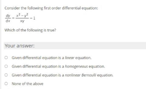 Solved Consider the following first order differential | Chegg.com