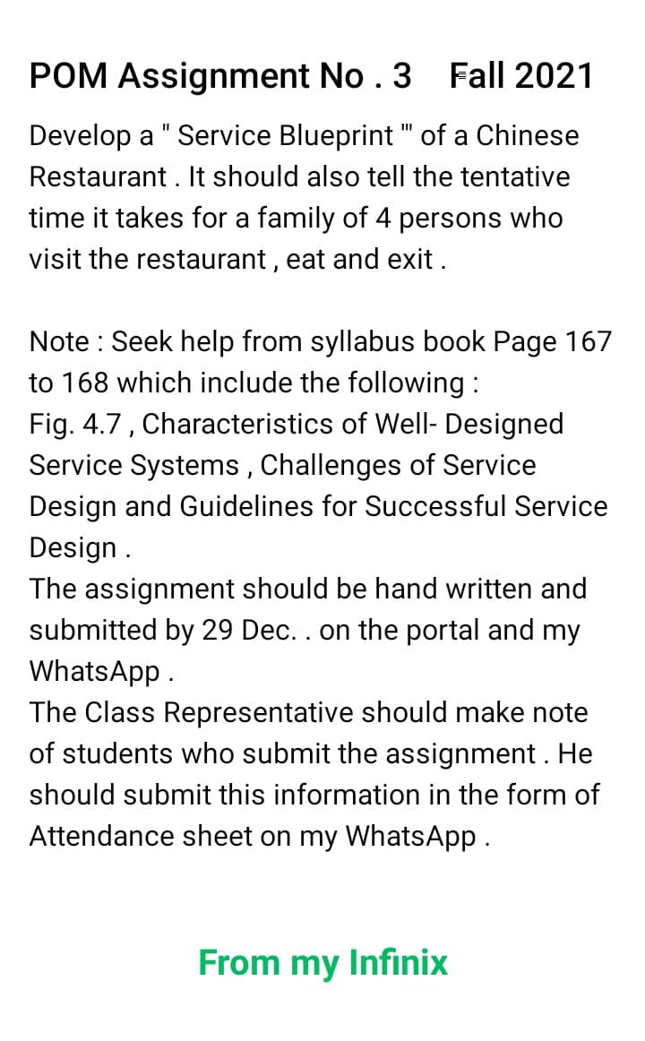 POM Assignment No.3 Fall 2021 Develop a " Service | Chegg.com