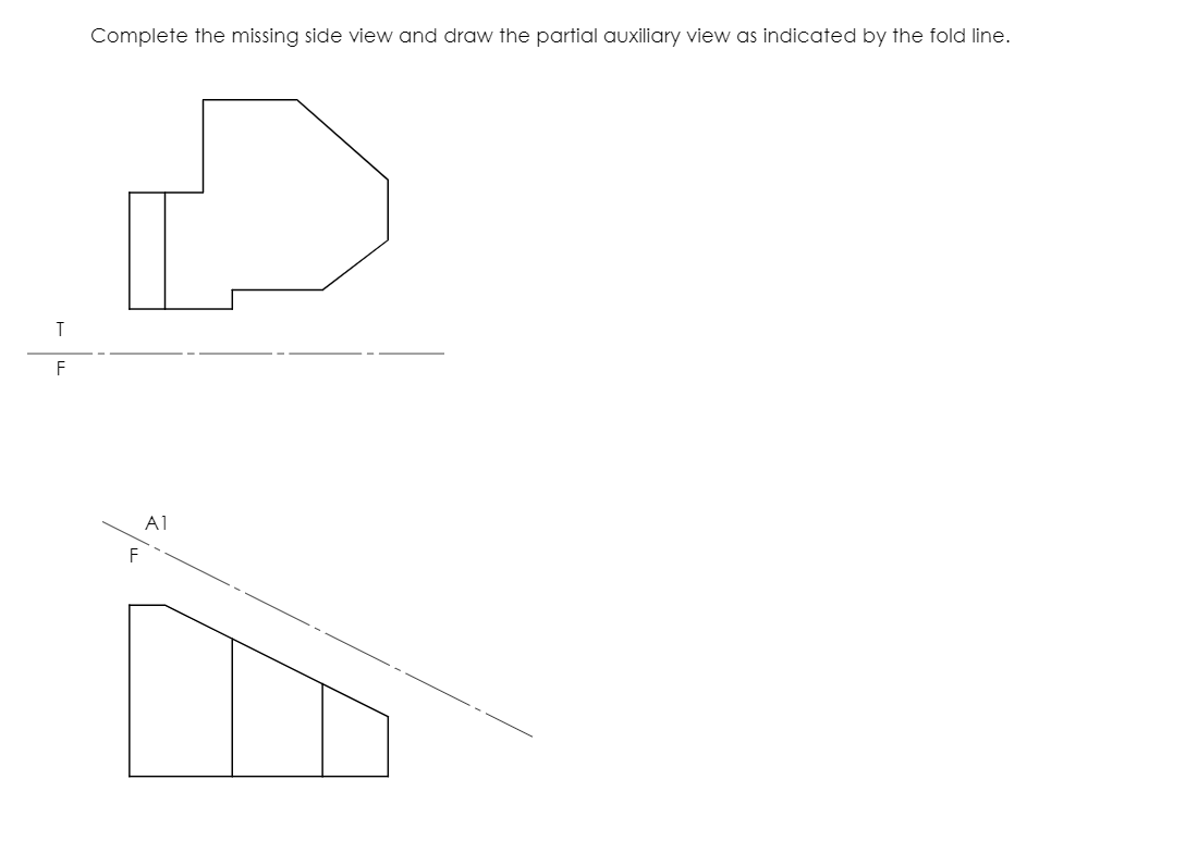 Solved Complete the missing side view and draw the partial | Chegg.com