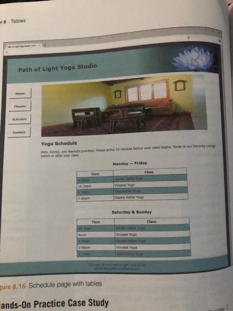 Solved Path of Light Yoga Studio Yoga Schedule out Monday - | Chegg.com