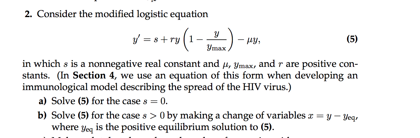 Solved 2. Consider the modified logistic equation | Chegg.com