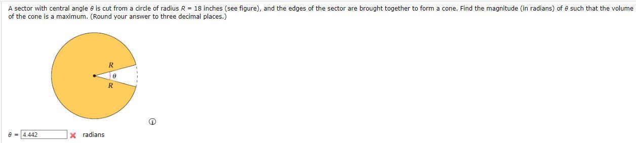 Solved of the cone is a maximum. (Round your answer to three | Chegg.com