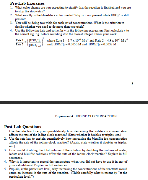 Solved Pre-Lab Exercises 1. What color change are you | Chegg.com