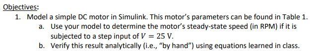 1. Model a simple DC motor in Simulink. This motor's | Chegg.com