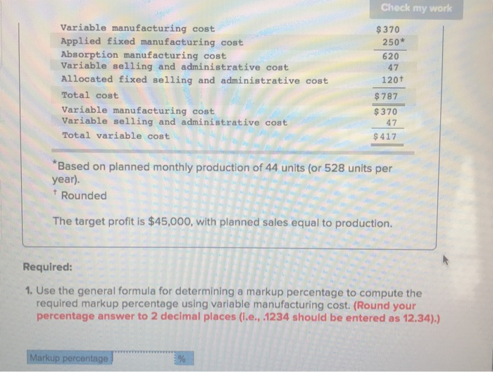 Solved Check my work Variable manufacturing cost Applied | Chegg.com