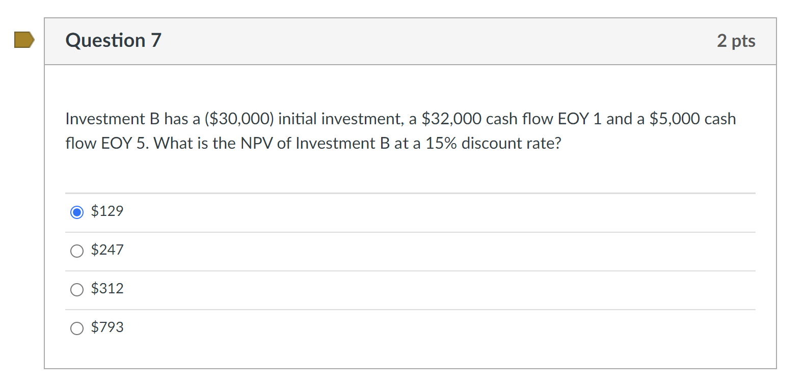 Solved Investment B has a ($30,000) initial investment, a | Chegg.com