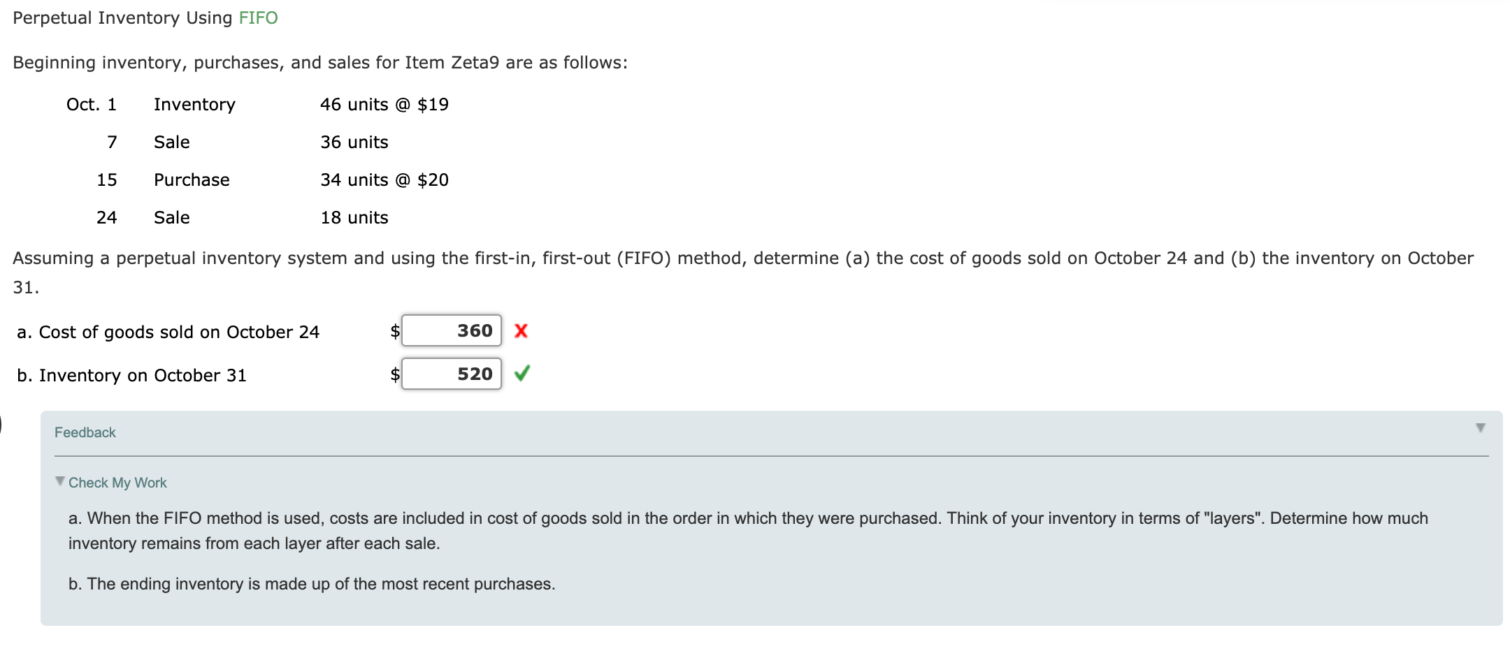 Solved Perpetual Inventory Using FIFO Beginning inventory, | Chegg.com